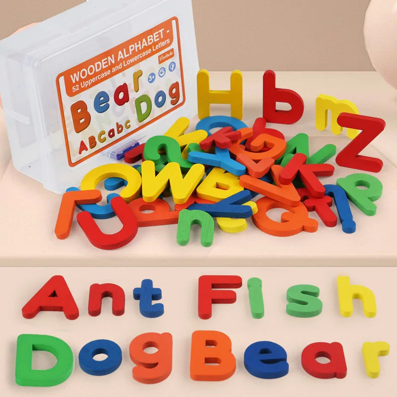 52 Wooden Alphabet Letters – Rainbow Uppercase & Lowercase Set