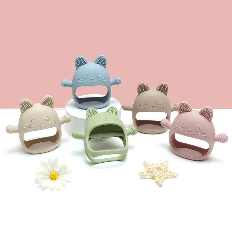 Cat Silicone Teething Ring | Food-Grade Baby Teether Toy